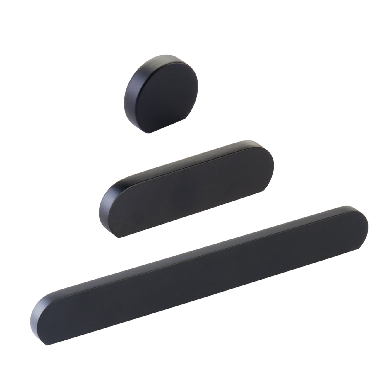 Matte Black "Bit" Rounded Drawer Pulls and Cabinet Knobs
