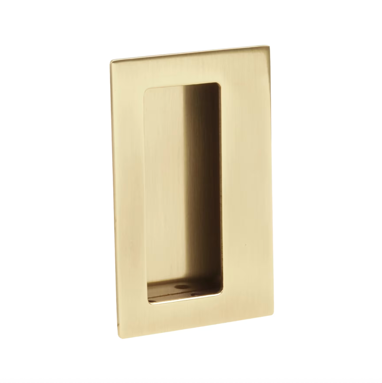 Offset Rectangular Flush Recess Door Pull in French Brass