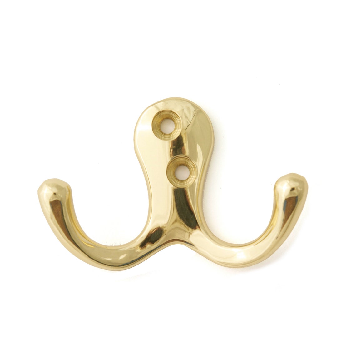 Unlacquered Brass "Liza" Double Wall Coat and Hat Hook