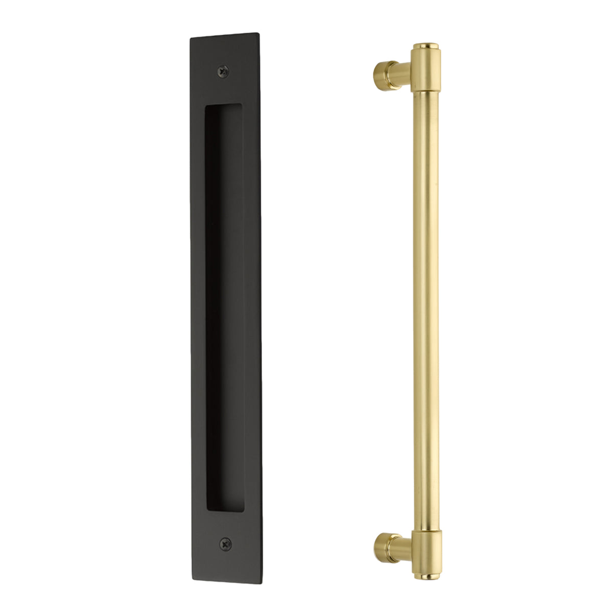 Door Flush Pull and 12" Handle Back to Back Hardware for Interior Slid